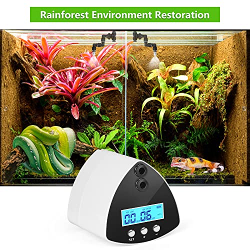 DAOTAILI Reptile Misting System, Automatic Intelligent Reptile Humidifiers with 3 PCS Spray Nozzles, LCD Reptile fogger with Smart Timing Rainforest.This is Rainforest Device, Not A Sprayer