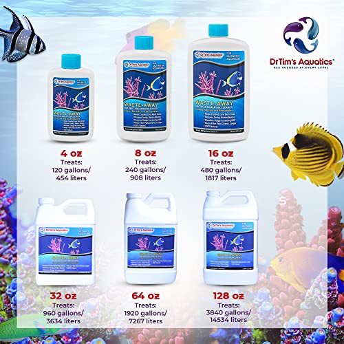 DrTim’s Aquatics Saltwater Waste-Away – Natural Fish Tank & Aquarium Waste Management Solution for Dissolving & Cleaning Organic Sludge & Waste - 16 oz. - Treats 480 ga