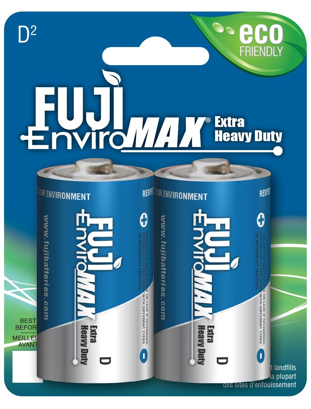 Fuji Enviromax 3100BP2 EnviroMax D Extra Heavy-Duty Batteries, 2 pk