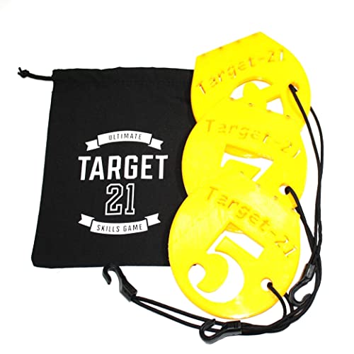 3DWorxs Target-21 Magnetic Hockey Shooting Targets, Numbered 9/7/5, Fun Skills Game, Durable Material, Attached Tethers, Draw-String Pouch, Orange, Yellow, Competition, Team Bundles
