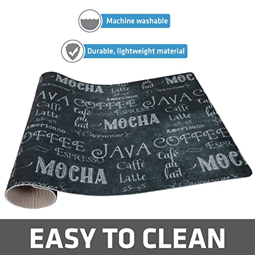 Drymate Coffee Maker Mat, (Coffee Station Bar Accessory) Protects Kitchen Countertops From Spills, Stains & Scratches, Absorbent, Waterproof, Washable (USA Made) (12β x 20β) (Java Chalkboard)