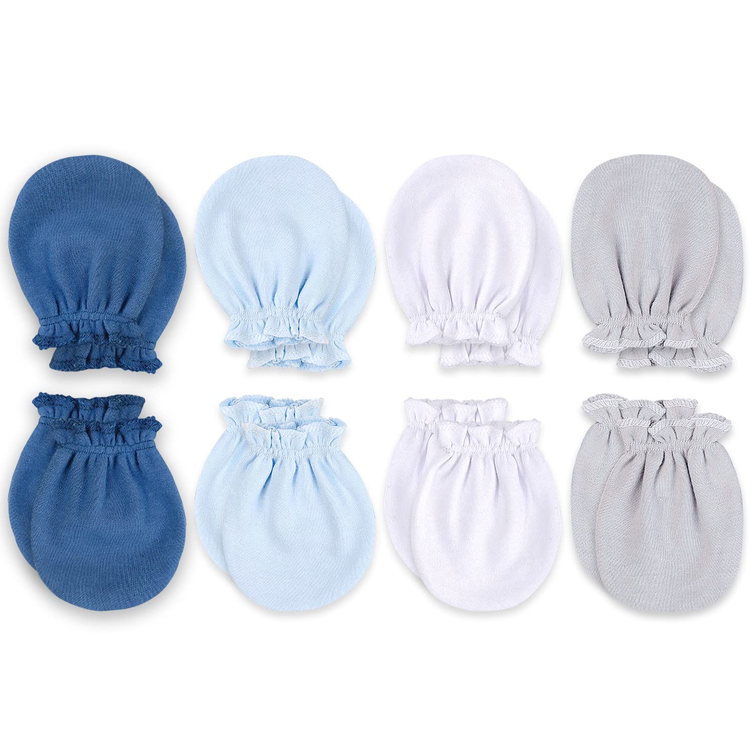 KiddyCare Baby Hand Mittens, Ultra Soft Newborn Gloves for Boys & Girls, Scratch-Resistant 0-6 Months, Breathable and Gentle Elastic Cuffs, Unisex Mittens for Everyday Comfort and Protection 4-Pack