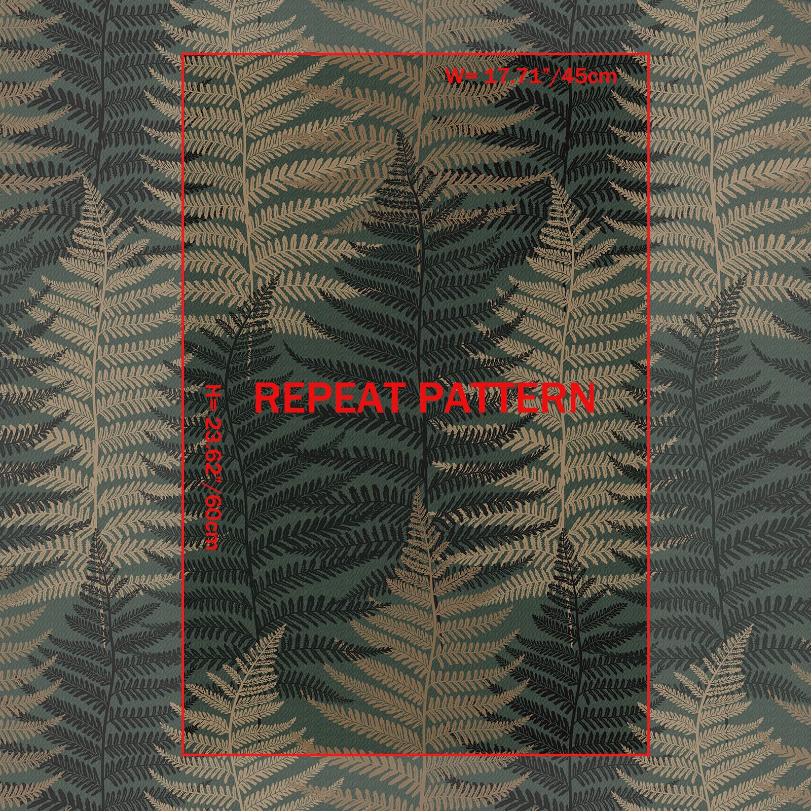 JiffDiff Botanical Fern Wallpaper Peel and Stick Leaf Wallpaper Green Grunge Ferns Removable Wallpaper Botanical Greenery Wallpaper Self Adhesive 17.73" x 393.7" Covering 47.36 sq.ft