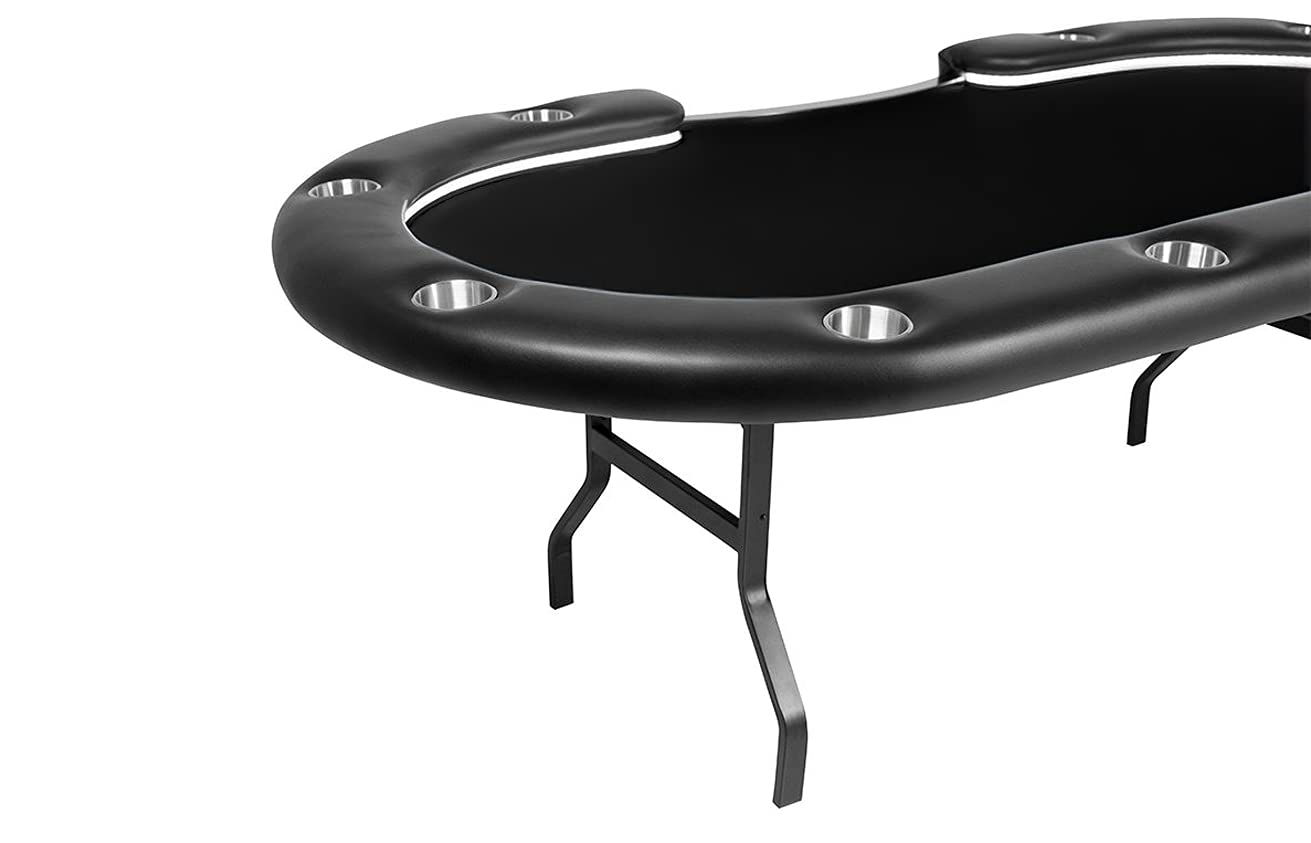 BBO Poker Aces Pro Alpha Lighted Folding Poker Table for 10 Players with Felt Playing Surface, 96.5-Inch Oval (Black)
