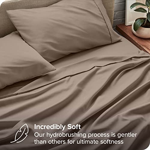 Bare Home Queen Sheet Set - Luxury 1800 Ultra-Soft Microfiber Queen Bed Sheets - Double Brushed - Deep Pockets - Easy Fit - 4 Piece Set - Bedding Sheets & Pillowcases (Queen, Taupe)