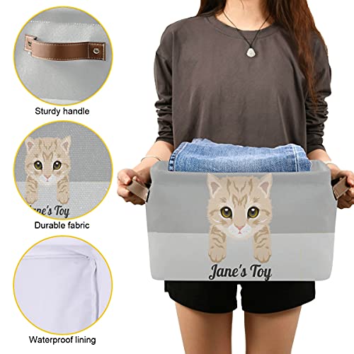 Custom Cat Toy Bin Box Collapsible Storage Cube with Handles Personalized Puppy Supplies
