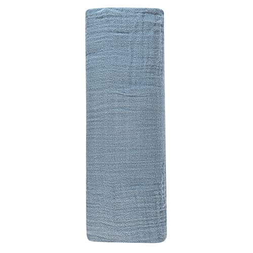 Ely's & Co. Cotton Muslin Swaddle Blanket 1-Pack for Baby Boyā 100% Cotton Muslin Extra-Large Swaddle Blankets (47ā x 47ā) Ocean Blue