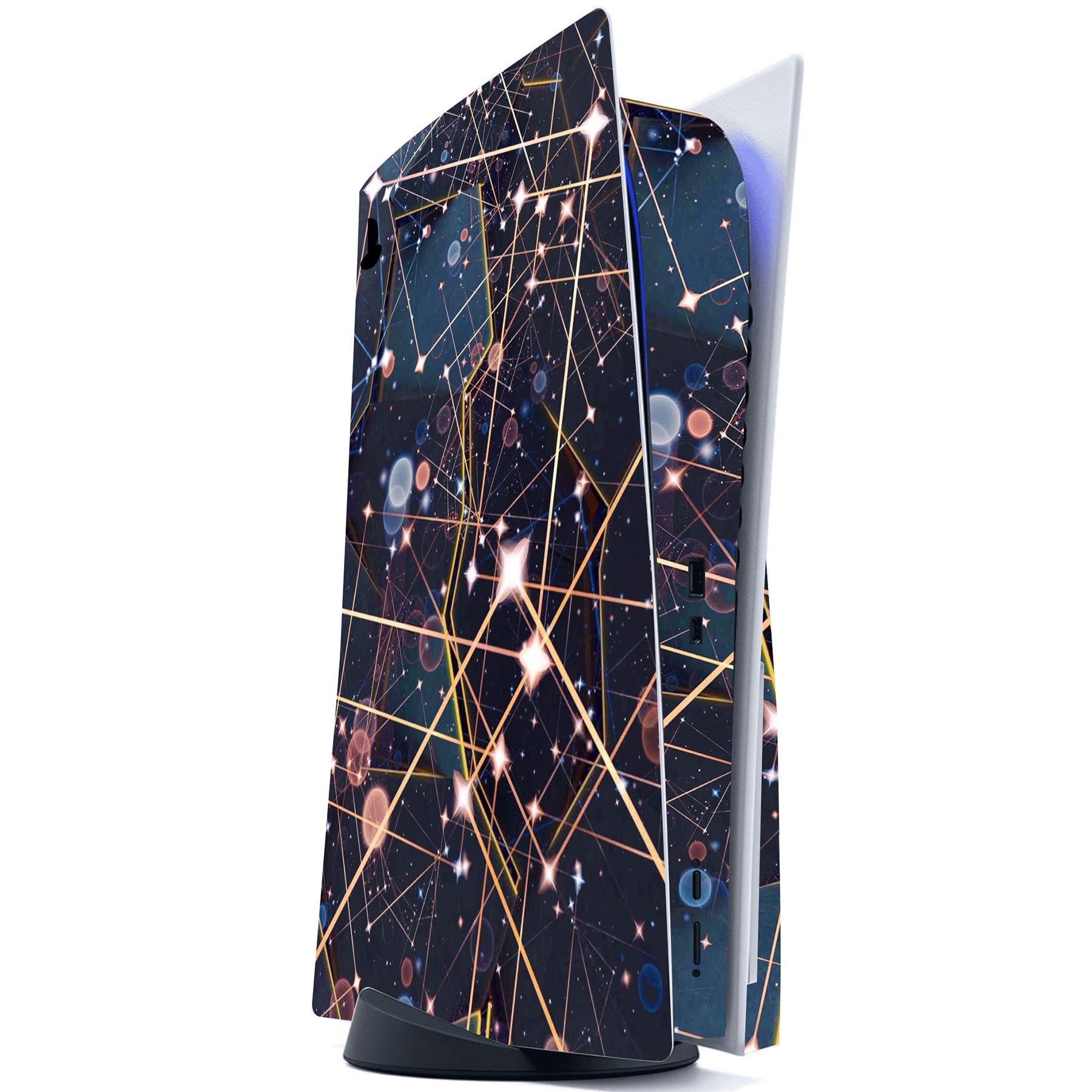 PlayVital Galaxy Geometric Full Set Skin Decal for ps5 Console Disc Edition, Sticker Vinyl Decal Cover for ps5 Controller & Charging Station & Headset & Media Remote