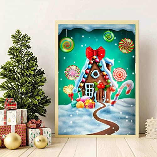 Christmas Diamond Painting Kits,Candy Snow House Diamond Art Kits for Adults, Full Drill 5d Diamond Dots Kits Gem Art for Adults Wall Home Decor-YNC046