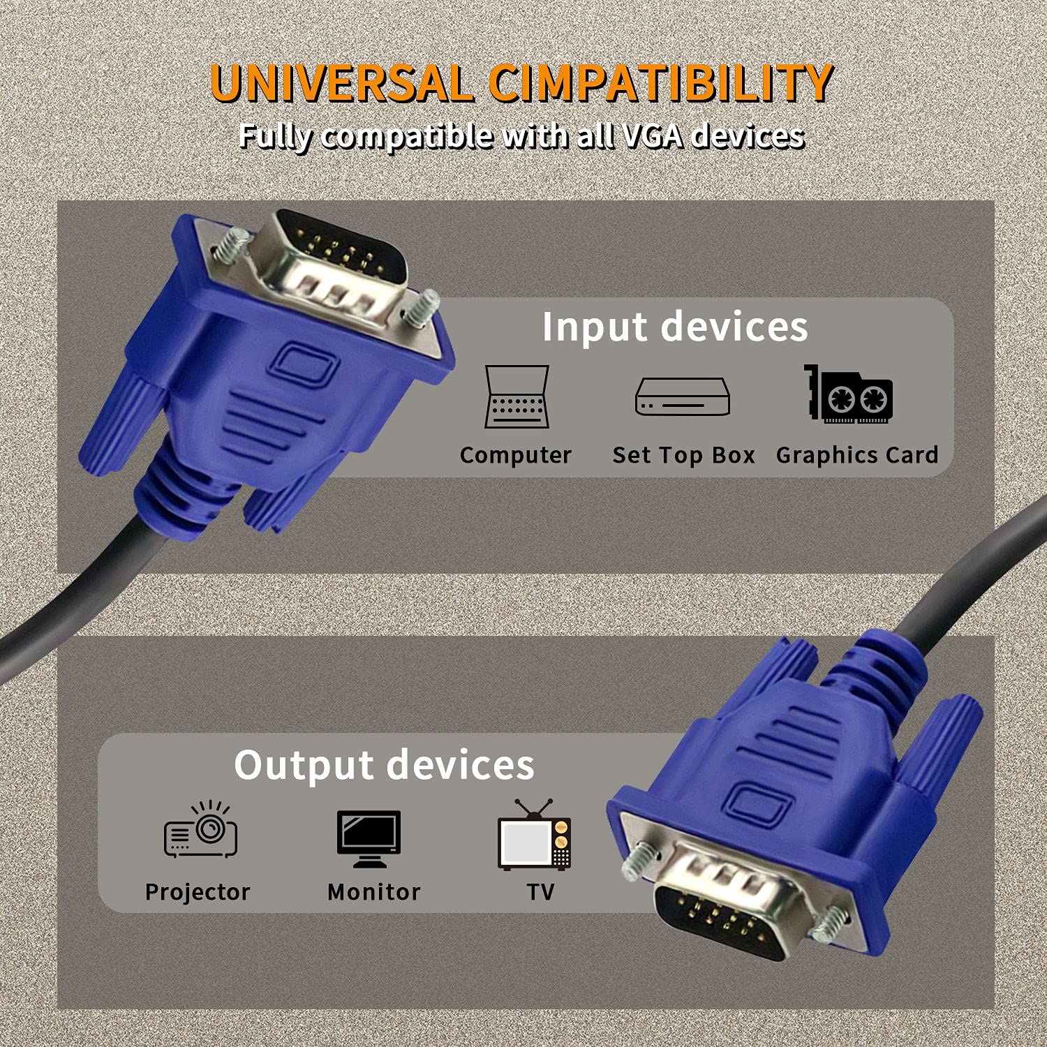DaFuRui 3Pack VGA to VGA Cable,10Ft HD15 VGA Male to Male Cable for TV Computer VGA Monitor Cable with Blue Connector
