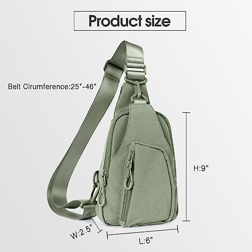 ASLABCREW Sling Bag with Adjustable Strap, Crossbody Daypack Chest Bag Small Backpack for Hiking Traveling, Sage Grey