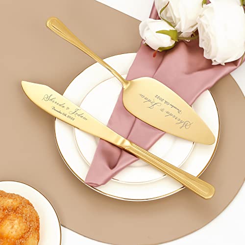 Cake Cutting Set for Wedding, Personalized Wedding Cake Knife and Server Set, Vintage Engraved 2-Piece Pie Cake Cutter Serving Set, Custom Bridal Anniversary Birthday QuinceaƱera Gift