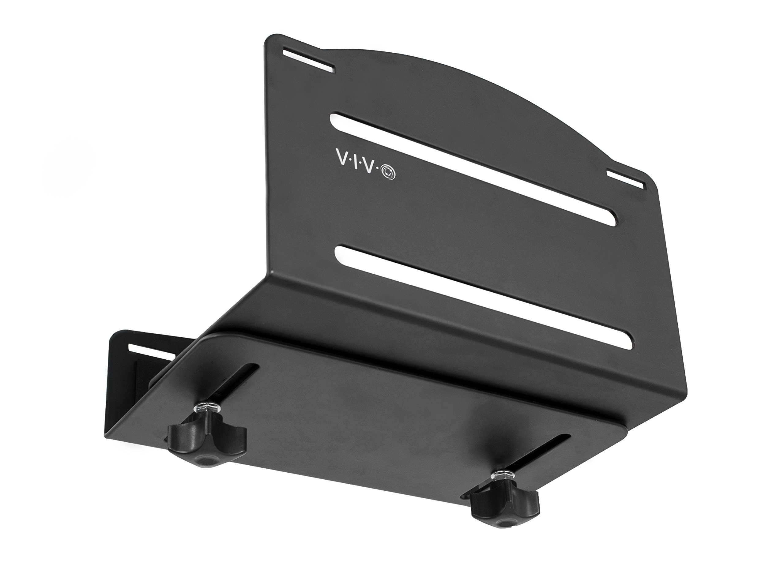 VIVO Universal PC Wall Mount, Adjustable Steel Bracket, Computer Case, Open Frame CPU Strap Holder, Black, MOUNT-PC03V