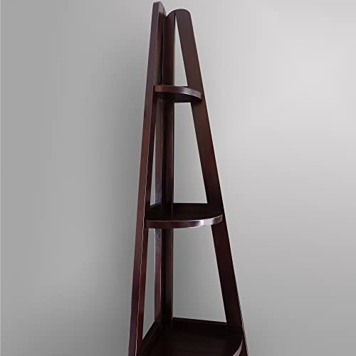 Casual Home 5-Shelf Corner Ladder Bookcase, Espresso