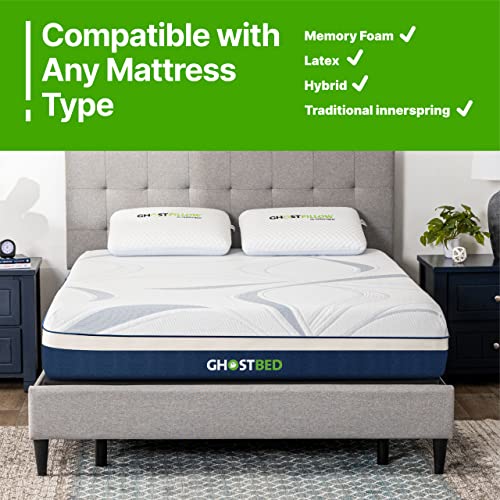 GhostBed Mattress Foundation & Box Spring in One - Metal Platform Bed Frame with Steel Slat Support, Fabric Cover & Headboard Brackets - Twin XL