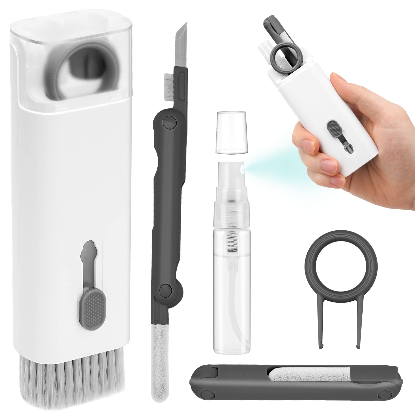 7 in 1 Airpod Pro Cleaner Kit with Spray,MMH Multi-Function Electronic Keyboard MacBook Laptop Screen Earbud Cleaner Kit Tool with Cleaning Pen Brush for iPod,Phone,Tablet,PC,Computer,Headphone Pink