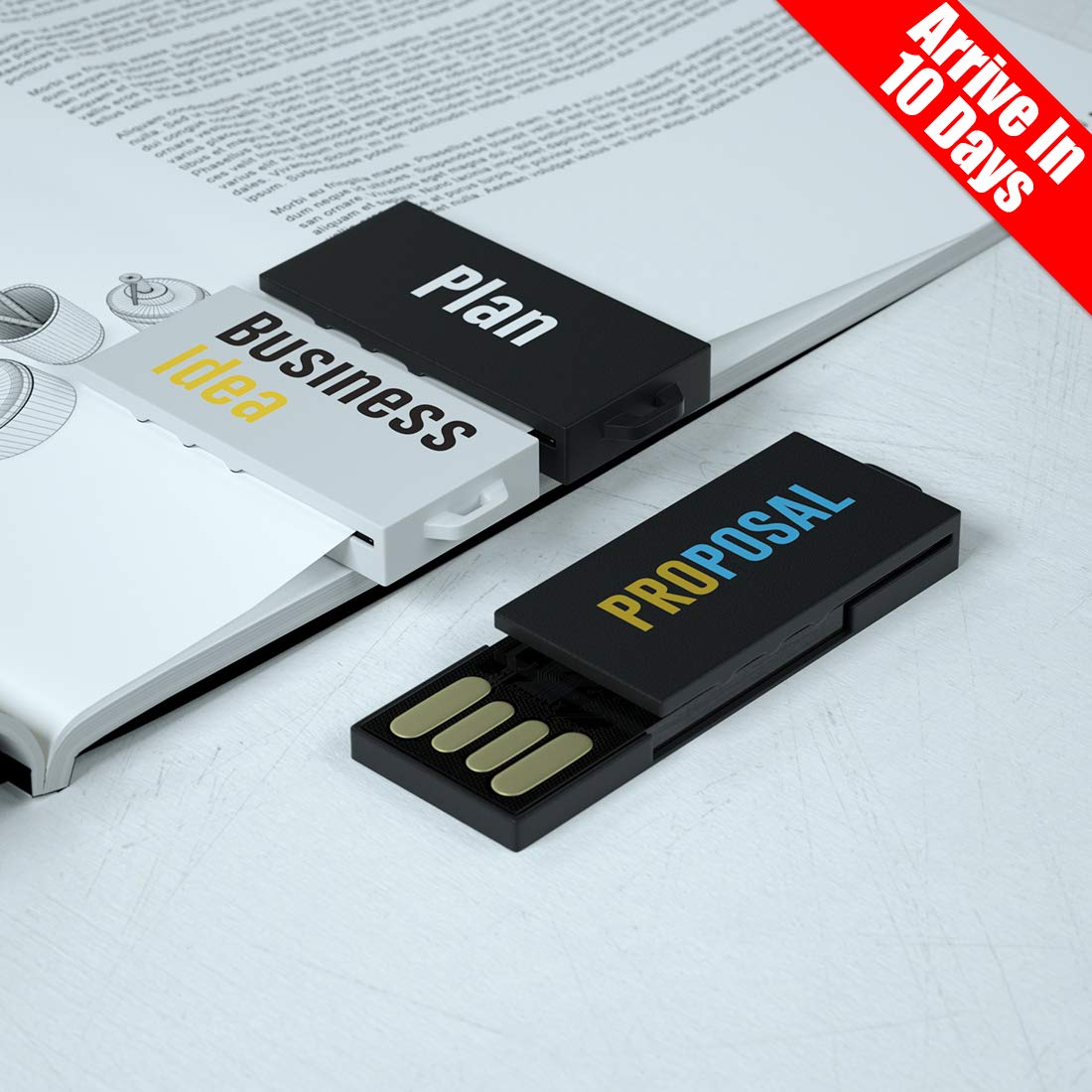 MEINAMI Paper Clip Custom USB Flash Drive in White Logo Printed Thumb Drive Mini Personalized Memory Stick 16GB 25 Pack