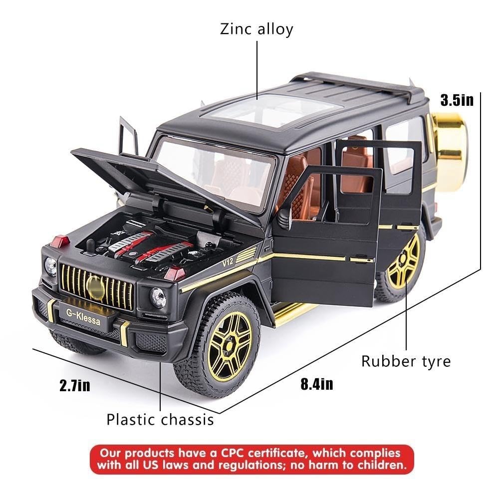 BDTCTK 1/24 Benz G63 AMG Model Car, Zinc Alloy Pull Back Toy car with Sound and Light for Kids Boy Girl Gift (Black)