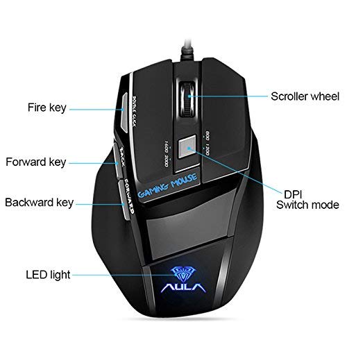 Beastron gaming keyboard and mouse combo,LED 104 Keys USB Ergonomic Wrist Rest Computer Keyboard USB Wired for Windows PC Gamers