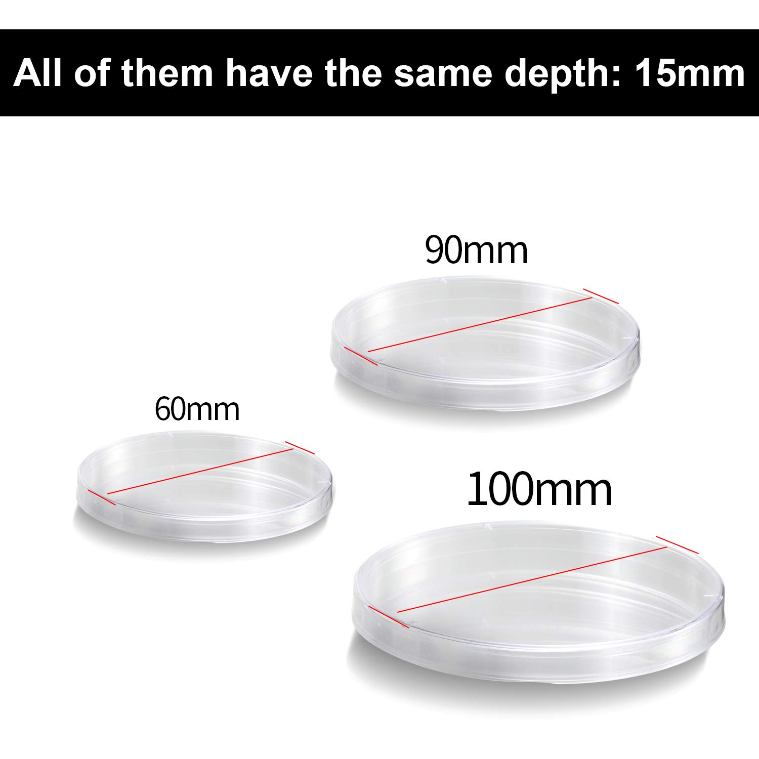 Young4us Petri Dish Set with Lids, 12 Pack Sterile Petri Plates in 3 Sizes with 12 Pack 3ml Plastic Dropper Pasteur Pipettes for Lab, Experiment, Biology, Microbiology Studies (Pack of 24)