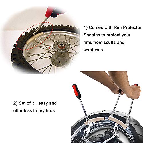 ASOOLL 11.5" ππ’π«π ππ©π¨π¨π§π¬ Motorcycle Tire Changer Tools Bike Tire Iron Levers Repair Kit with 3 Pcs Rim Protectors