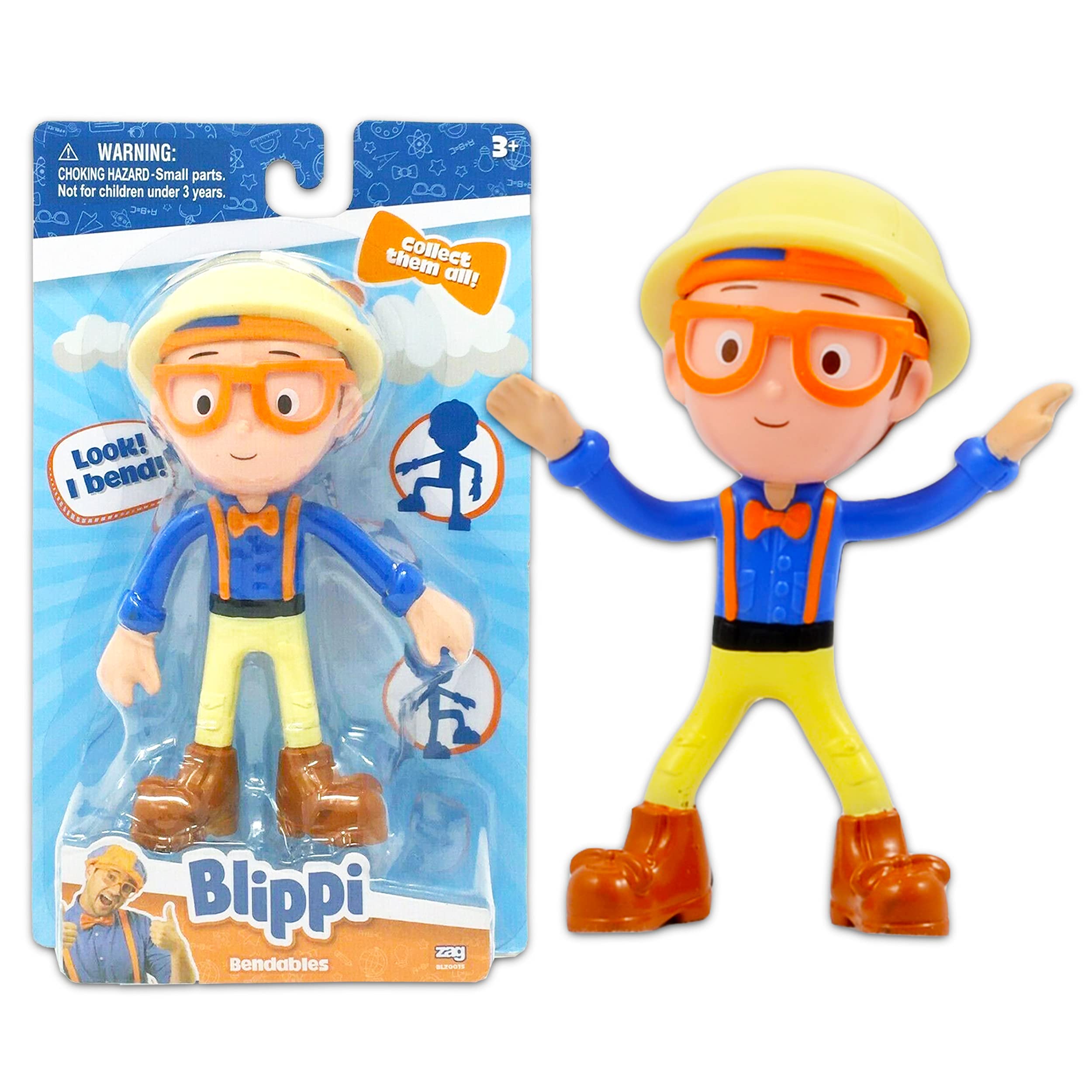 Blippi Bendable Toy Bundle - 2 Blippi Action Figure Bendable Toys for Kids (Styles May Vary) | Blippi Party Favors with Stickers | Blippi Bendable Action Figures