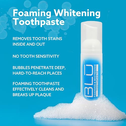 GO SMILE BLU Foaming Whitening Toothpaste for Blue-Light Toothbrushes, Light Activated Stain Removal & Enamel Whitening Formula to Freshen Breath & Clean Teeth Without Sensitivity, Mint Flavor 2.3 oz
