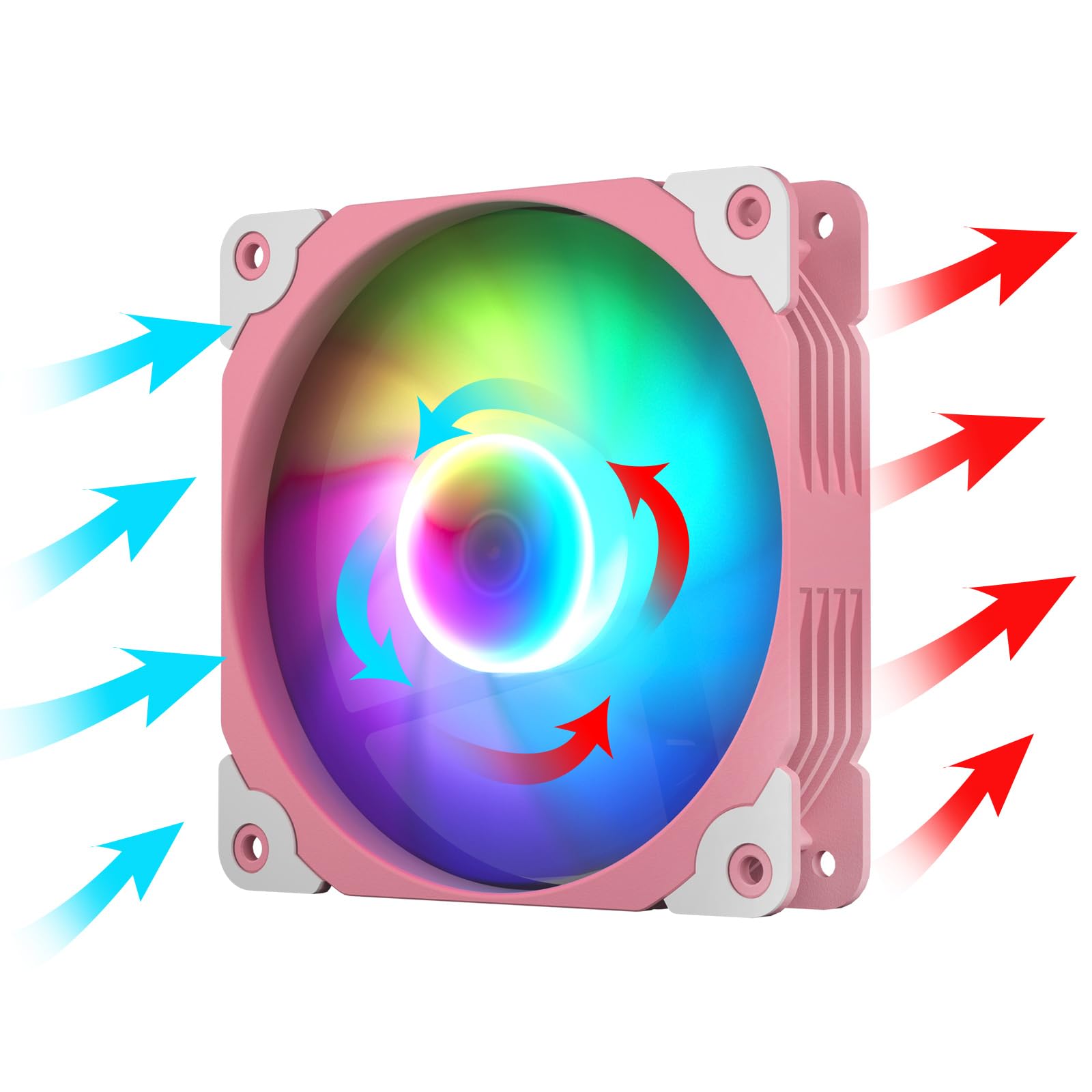Vetroo 3-Pack Computer Case Fan 120mm Address RGB & PWM Cooling Fans High Performance with Controller Hub - Pink