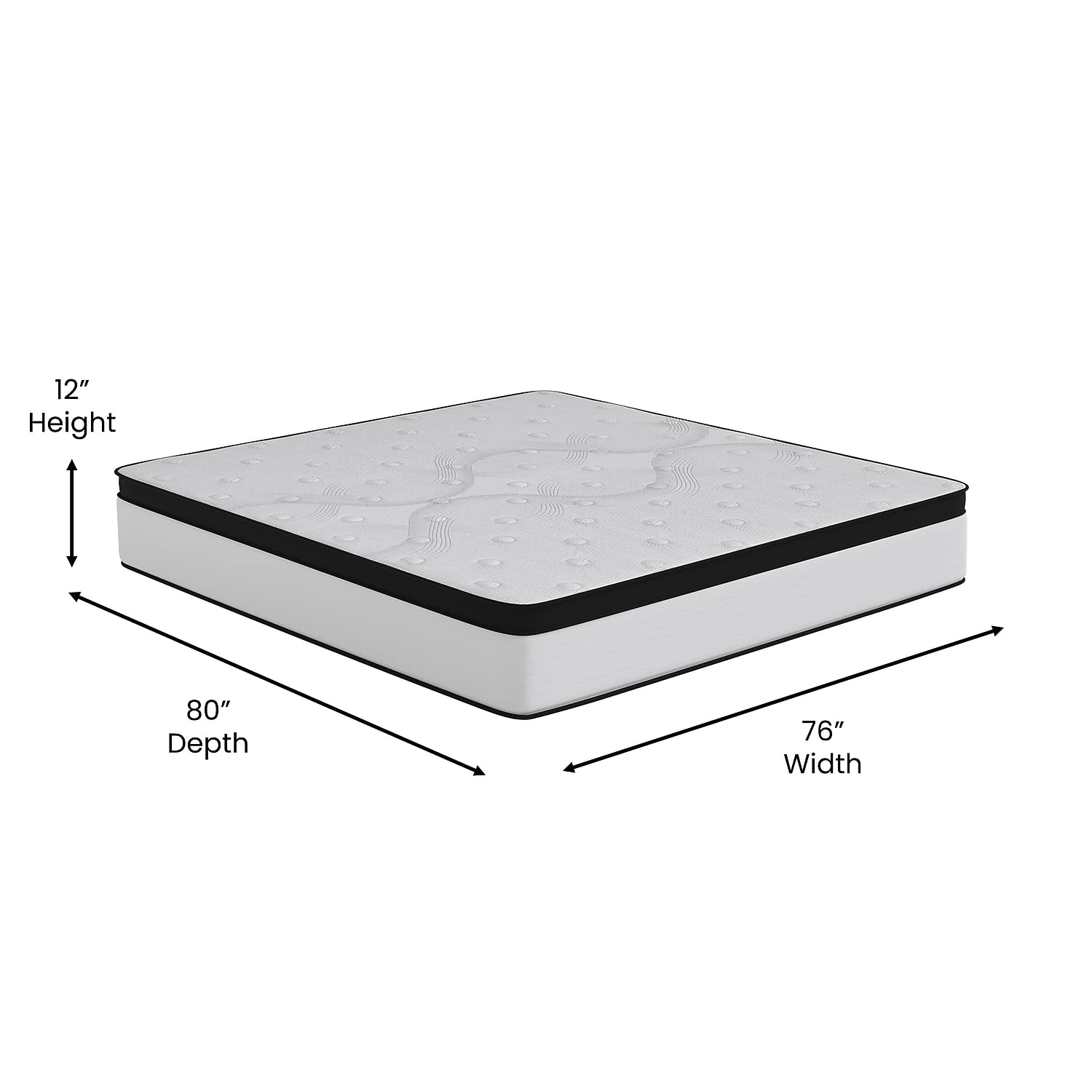 Flash Furniture Capri Comfortable Sleep 12" Hybrid Pocket Spring and Foam Mattress in a Box, Extra Firm Foam Pocket Spring Hybrid Mattress, King