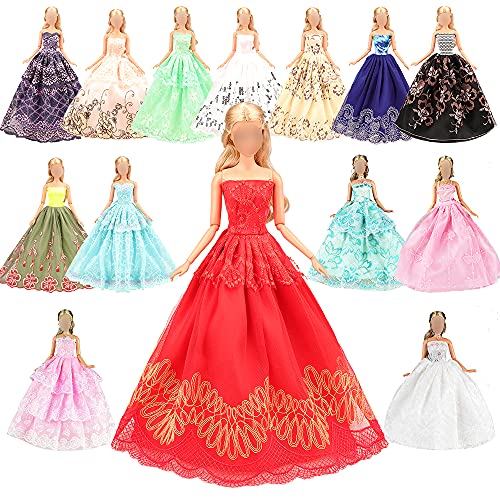 BARWA 5 Pcs Handmade Doll Clothes Wedding Gowns Party Dresses for 11.5 inch Dolls (A:5 Pcs Dresses(Random Style))