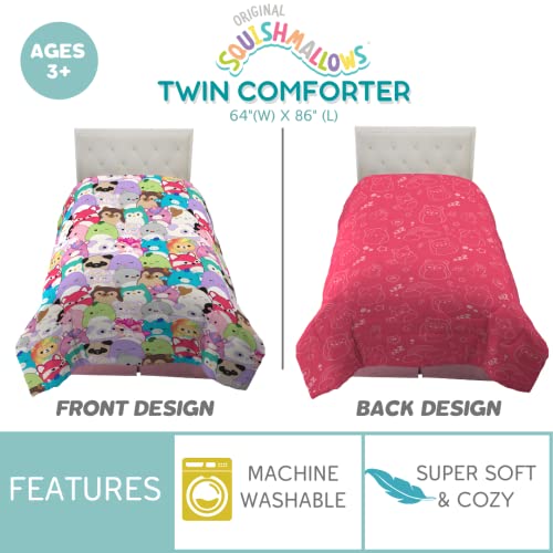 Franco Squishmallows Bedding Super Soft Microfiber Reversible Comforter, Twin, (Official Licensed Product)
