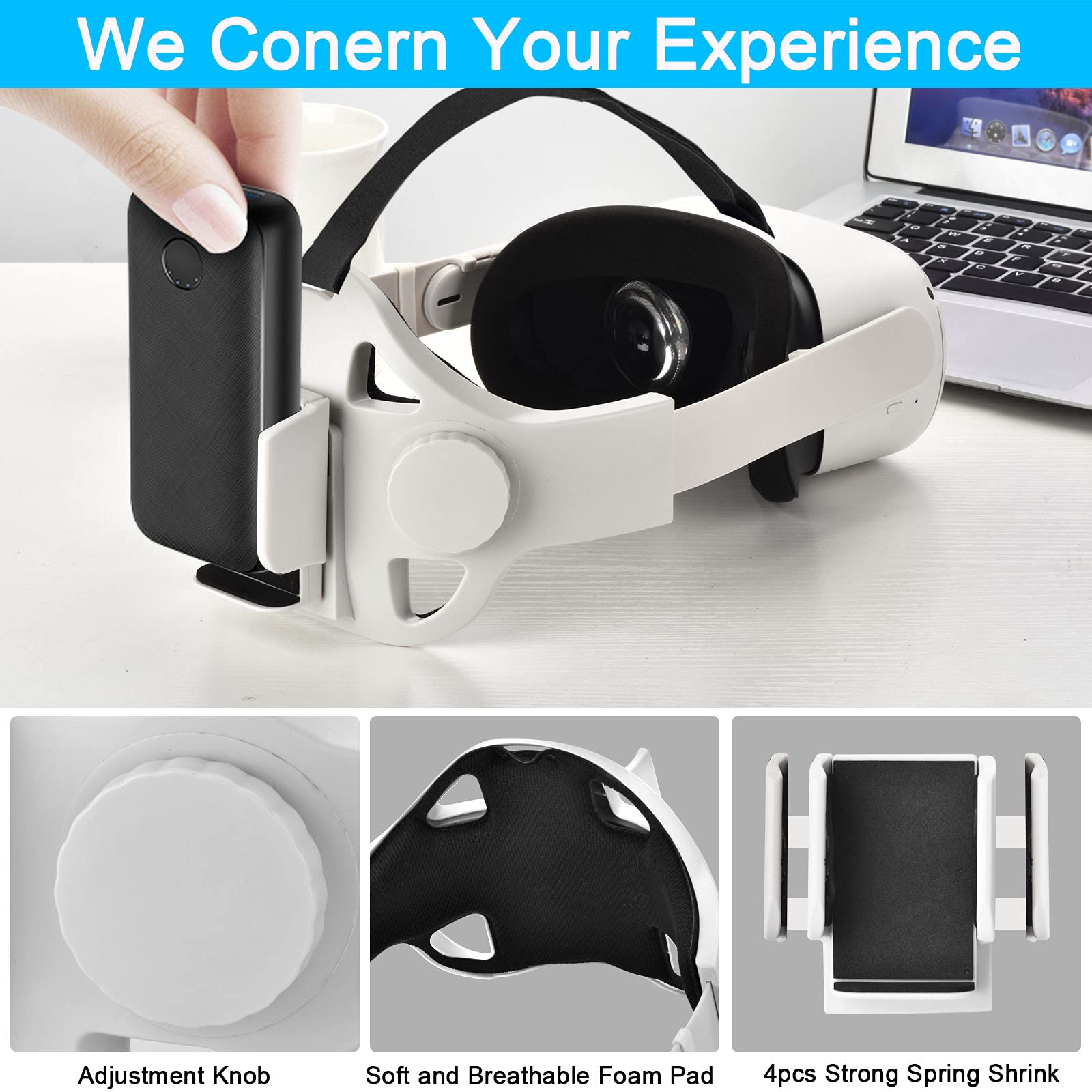 Oculus Quest 2 Accessories Head Strap, Replacement for Elite Strap,Adjustable Head Strap Headband Enhanced Support and Reduce Head Pressure in VR, Comfortable Protective Strap for Oculus Quest 2