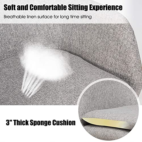 Giantex Accent Rocking Chair with Cushion, Upholstered Rocking Arm Chair w/Solid Steel Wood Leg, Modern Rocker Chair for Balcony, Bedroom (1, Grey)