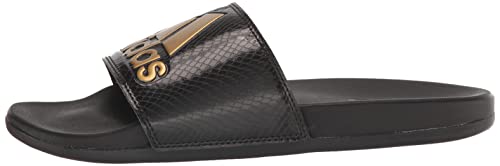 adidas Women's Adilette Comfort Slides Sandal, Black/Gold Metallic/Black, 7