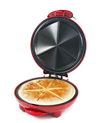Elite Gourmet EQD413# Non-Stick Electric, Mexican Taco Tuesday Quesadilla Maker, Easy-Slice 6-Wedge, Grilled Cheese, 8 Inch, Red