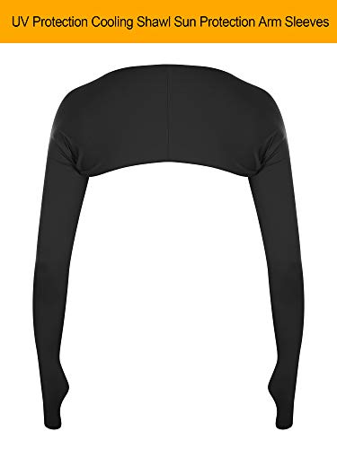 SATINIOR 4 Pieces UV Protection Cooling Shawl Sun Protection Arm Sleeves with Finger Hole(Black)