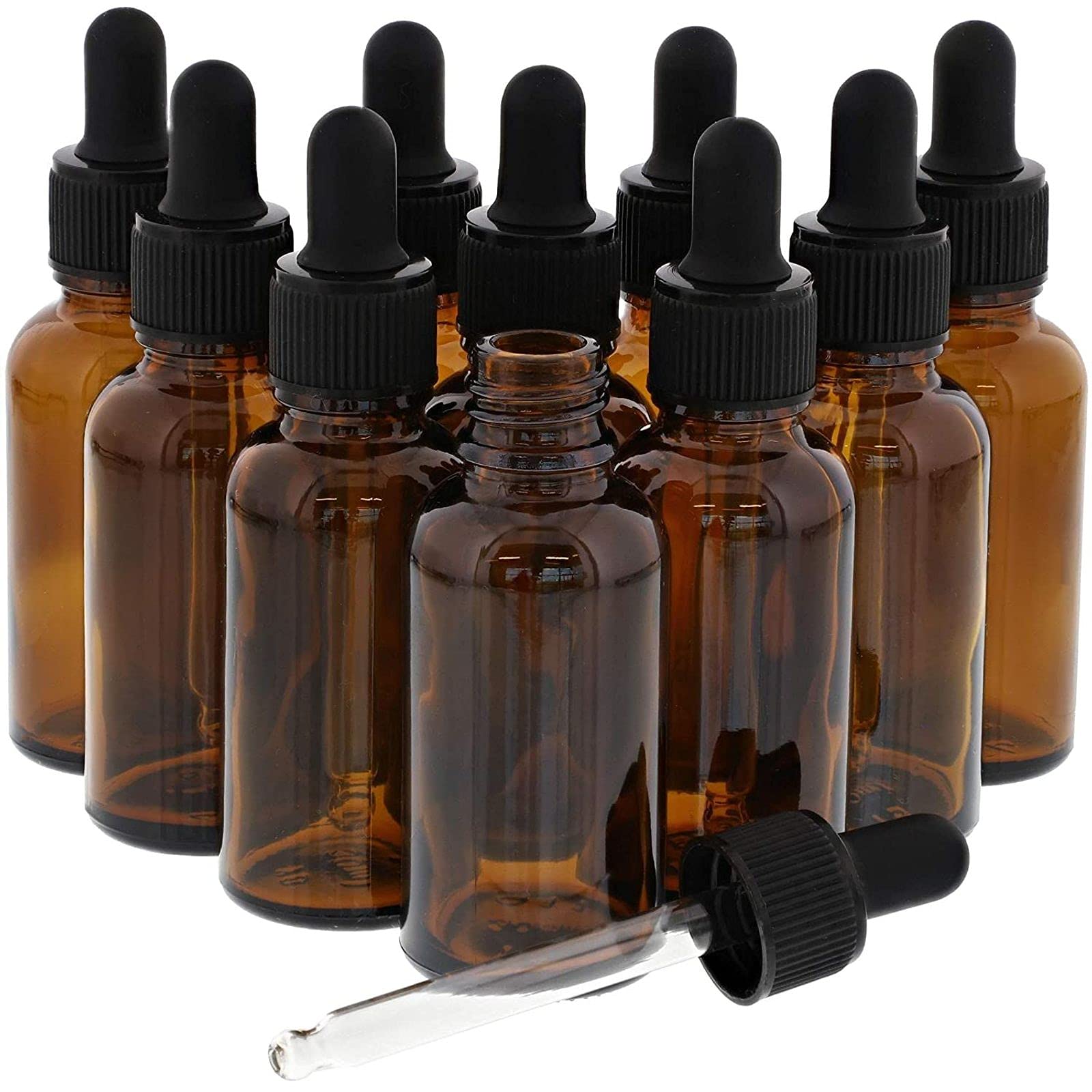 Juvale Amber Glass Eye Dropper Bottles (14 Pack), 1 Ounce