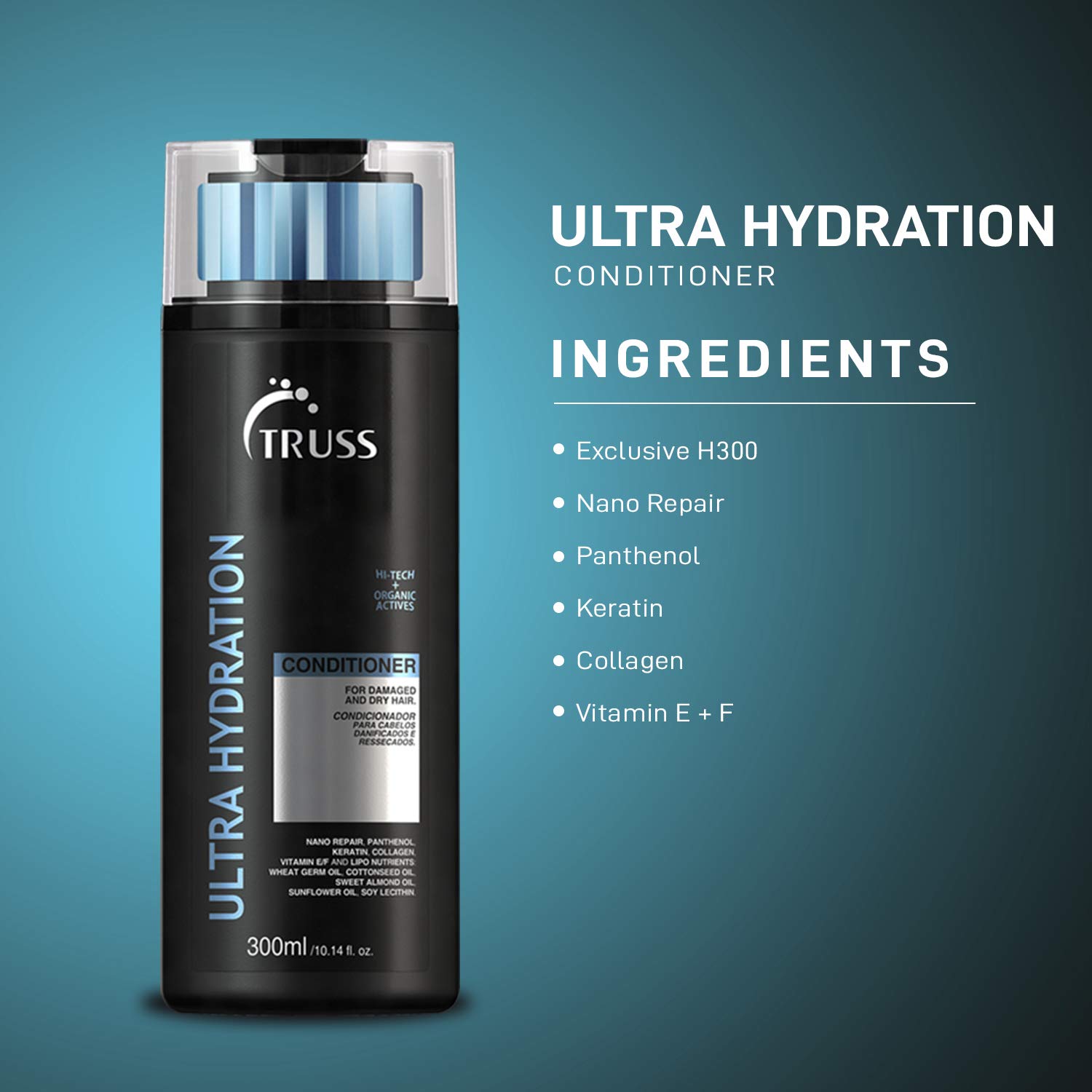 TRUSS Ultra Hydration Shampoo and Conditioner Set Bundle with Miracle Hair Mask for Dry Damaged Hair