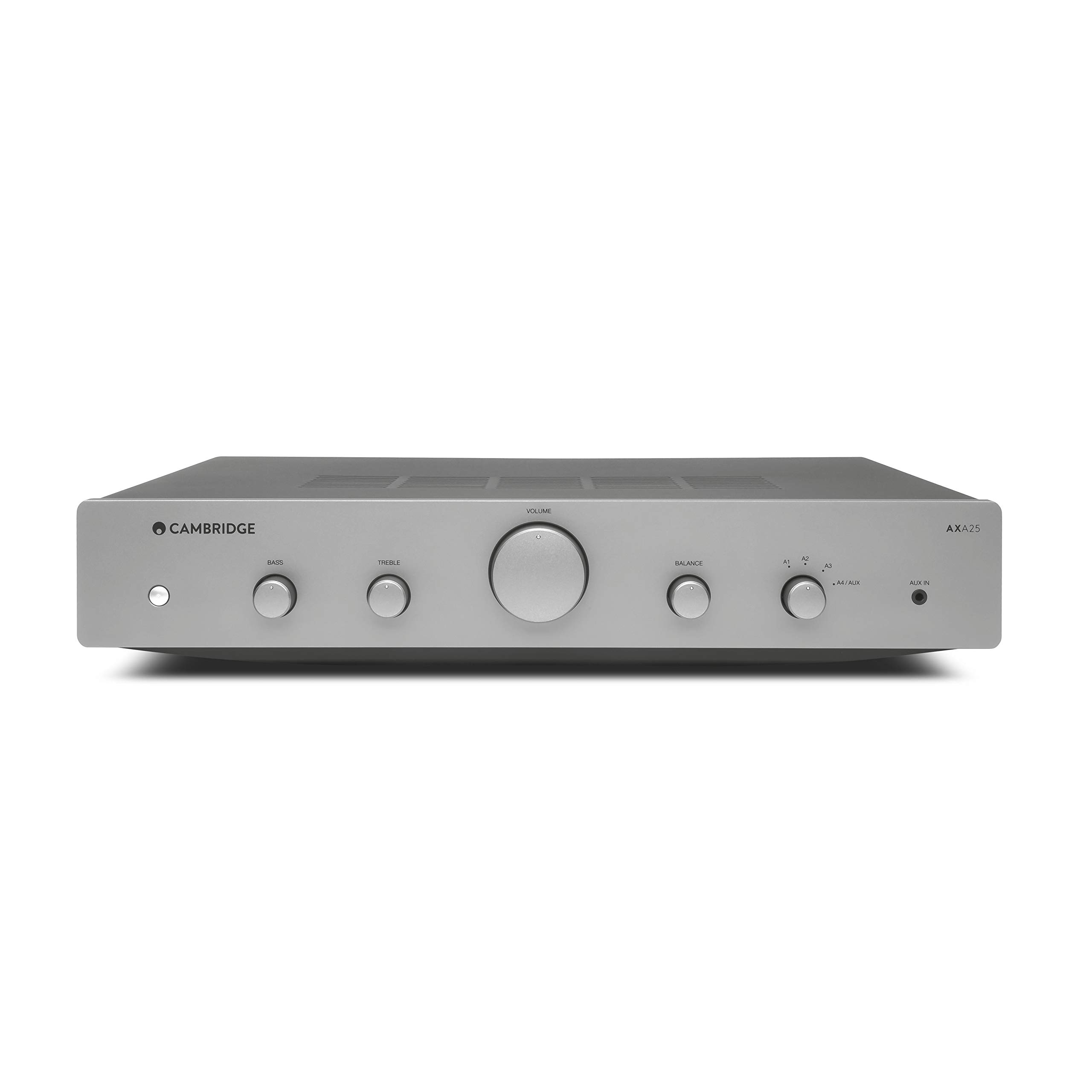 Cambridge Audio AXA25-25 Watt Separate Integrated Stereo Amplifier HiFi System Featuring Tone and Balance Control with Front Aux Input - Lunar Grey