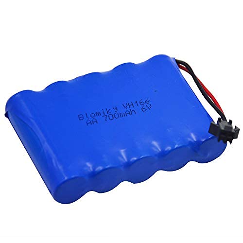 Blomiky 2 Pack 6.0V 700mAh Ni-CD AA Rechargeable Battery Pack SM2P Plug and 2 USB Charger Cable Fit for Old Version 11.5Inch Amphibious Stunt RC Cars Vehicles / 6V 700mAH and USB 2