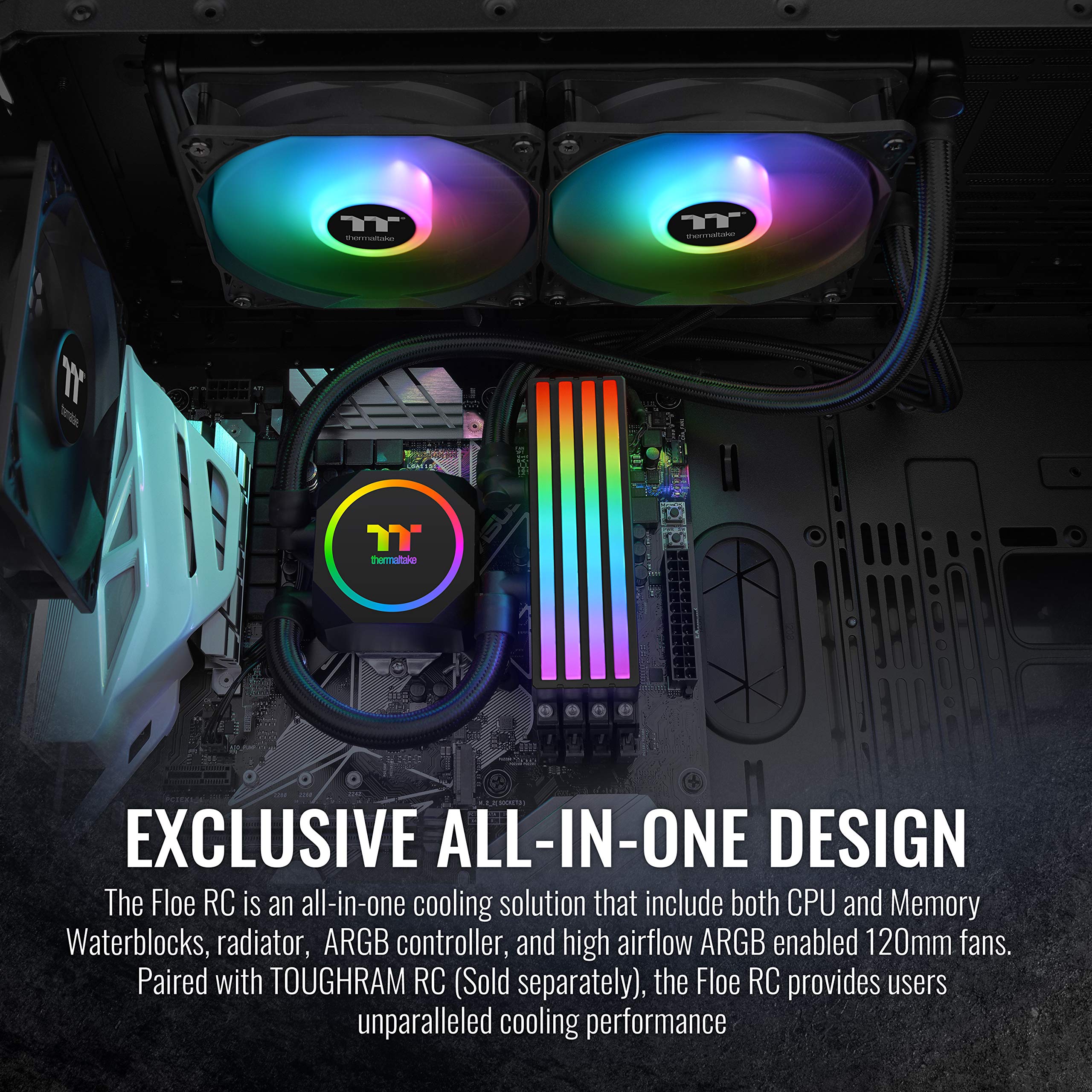 Thermaltake Floe RC240, AMD (AM5/AM4) / Intel (LGA 1700/1200), TT RGB Plus Software/Motherboard Sync ARGB Controlled, 240mm PWM All-in-One CPU & Memory Liquid Cooler CL-W271-PL12SW-A
