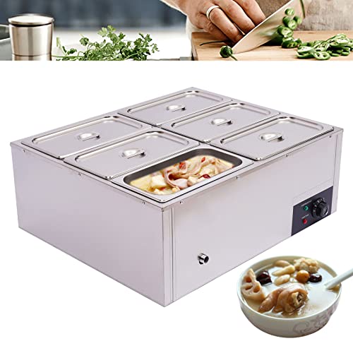 BoTaiDaHong 6 Pot Electric Food Warmer Steamer Buffet Server Heater Countertop Plate 850W 110V Table Countertop Kitchen Equipment Buffet Steam Table Large Capacity
