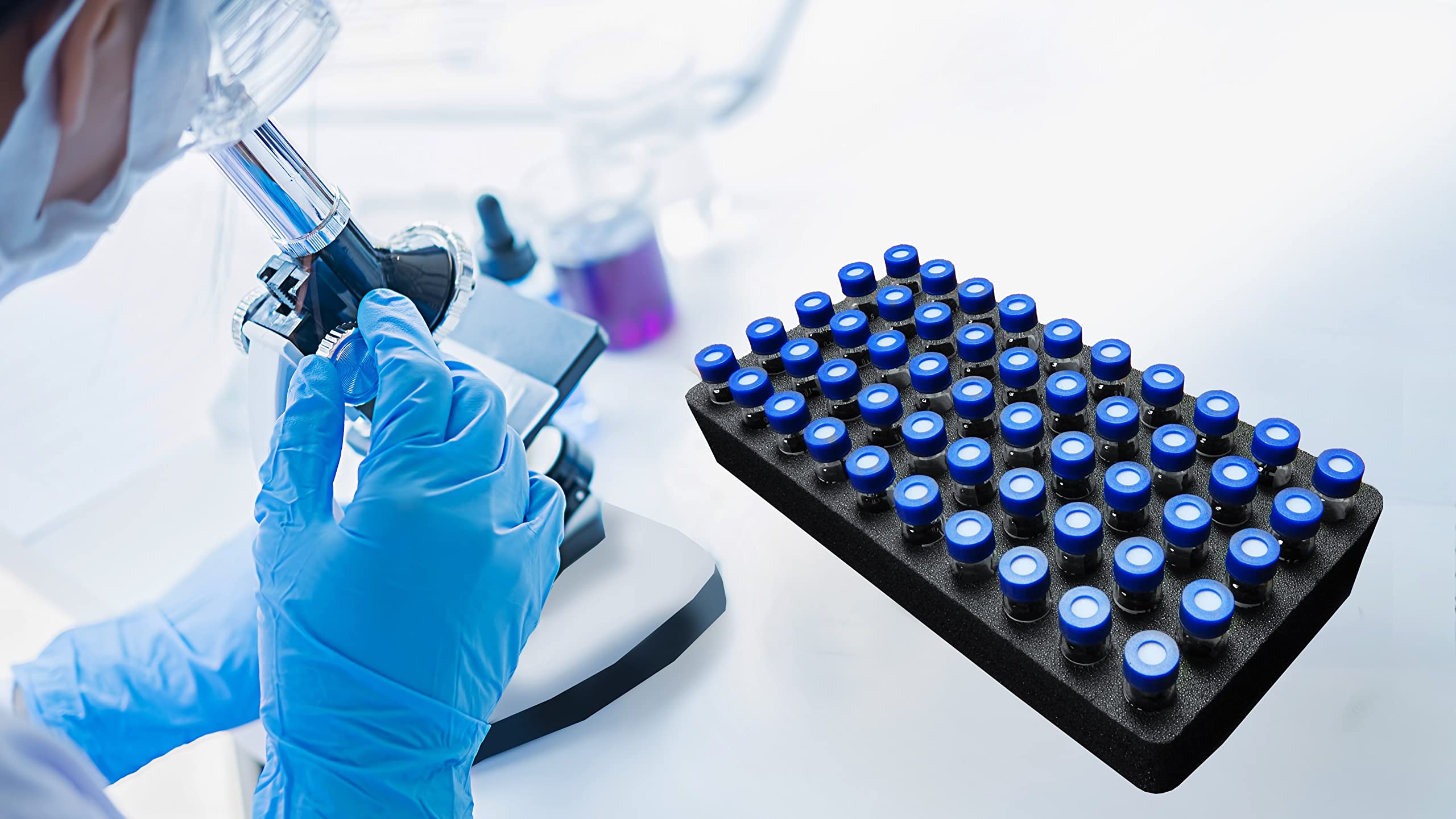 Polar Whale Centrifuge Vial Organizer Black Foam Storage Rack Stand Transport Holds 50 Vials Fits up to 12mm 2ml Diameter Tubes