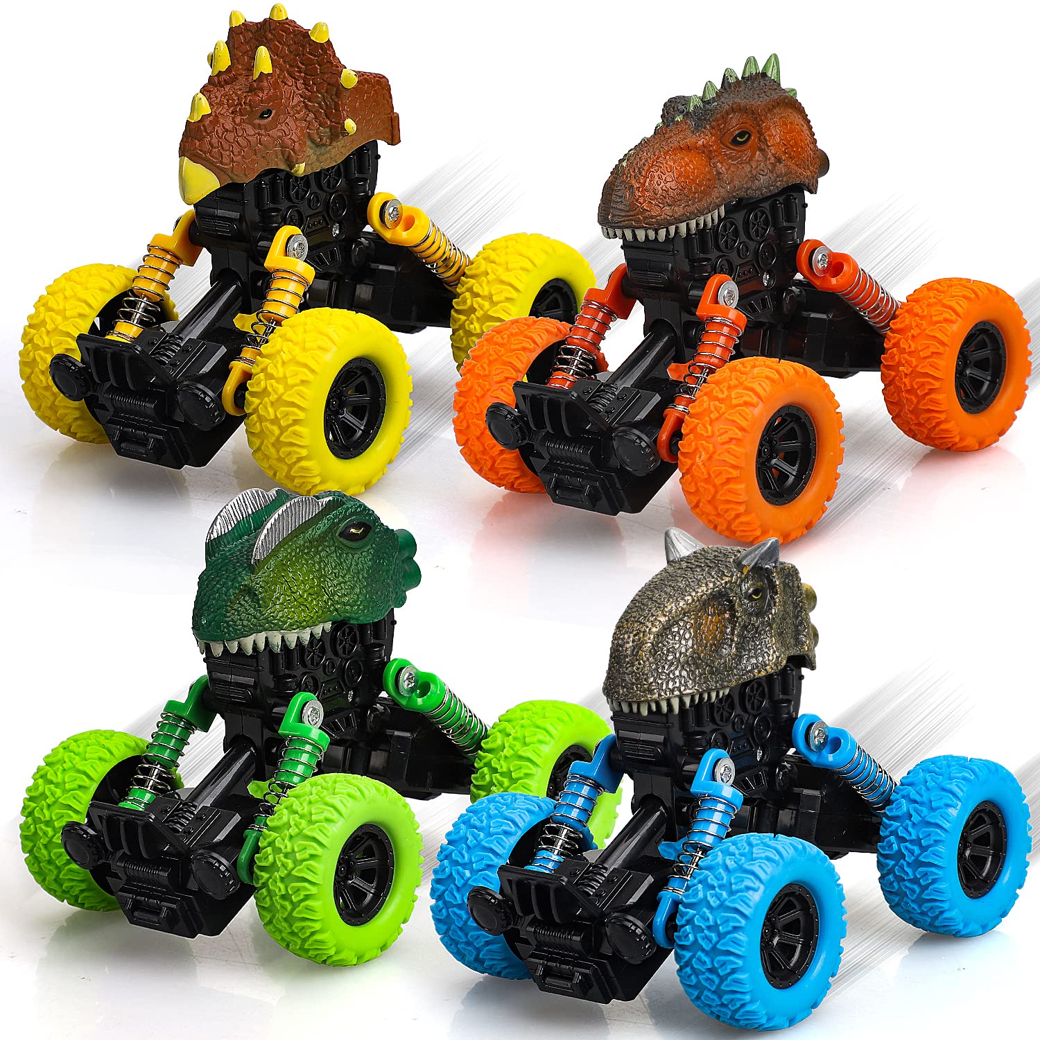 STEAM Life Dinosaur Cars Truck 4 Pack Dinosaur Pull Back Car for Toddlers Dinosaur Toys for Kids 3-5 Dinosaur Monster Truck Toys Dino Toy Set Christmas Birthday Gifts for 3 4 5 6 8 Year Old