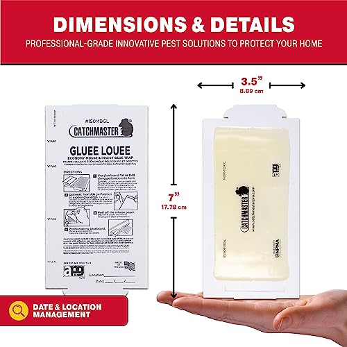 Catchmaster Mouse and Insect Glue Boards, 75-Pack Mouse Traps Indoor for Home, Sticky Pest Control Adhesive for Catching Bugs, Rats & Rodents, Non Toxic Bulk Glue Traps