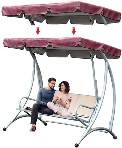 BTURYT 210D Patio Swing Canopy Cover 2 Or 3 Seater Sizes Waterproof Seat Chair Awning Sun Shade Roof Anti-Uv Garden Hammock Replacement Canopy (Swing Seat Canopy only)