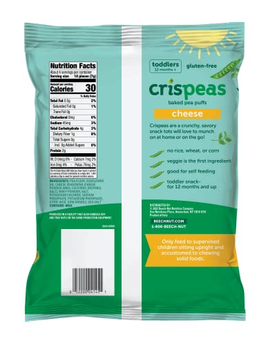 Beech-Nut Crispeas Cheese Baked Pea Puffs Toddler Snack, 1.4 oz Bag
