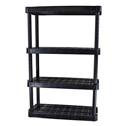Gracious Living 14 x 32 x 54.5 Inch 4 Tier Adjustable Ventilated Medium Duty Shelving Units for Home, Garage, Basement, and Laundry, Black
