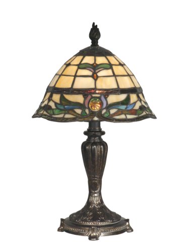 Dale Tiffany TT10087 Table Lamp, Fieldstone and Art Glass Shade Black, 18.50x10.25x10.25