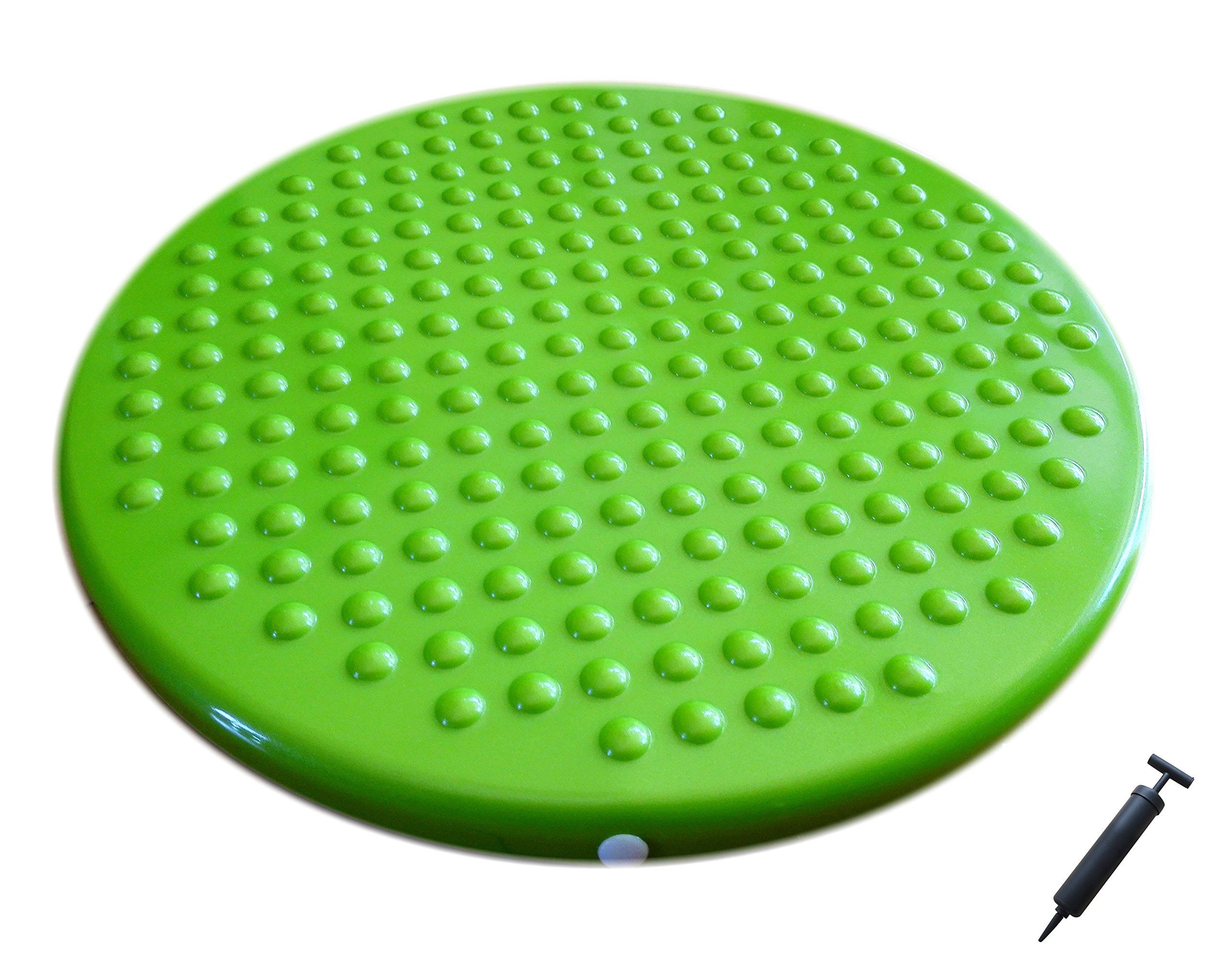 AppleRound Jr. Inflatable Seat Cushion with Pump, 31cm / 12in Diameter, Sensory Wiggle Seat for Kids (Green)